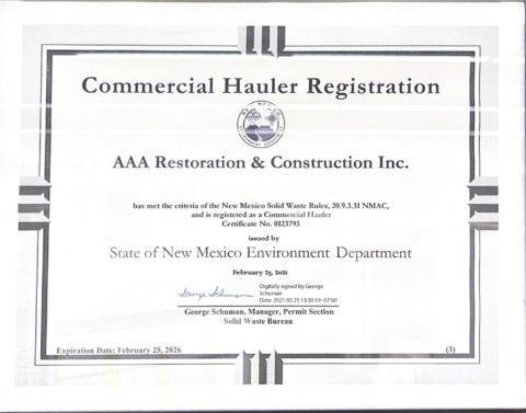 Certifications | AAA Restoration NM